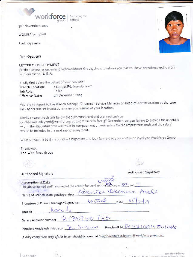 OPEYEMI FAOLA.deployment Letter | PDF