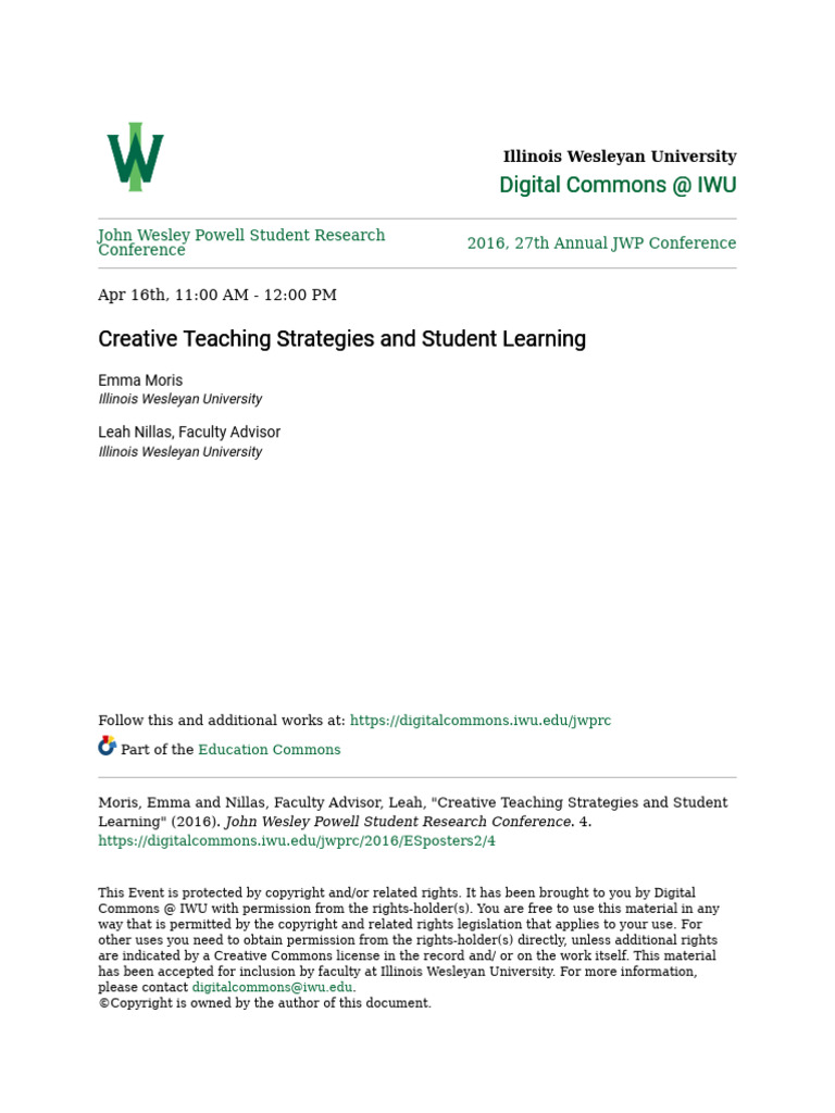 Creative Teaching Strategies And Student Learning Pdf Creativity