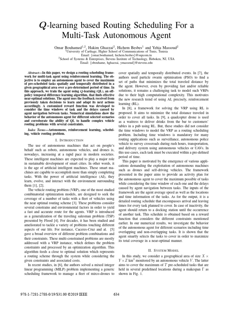 DONE - 2019 - Q-Learning Based Routing Scheduling For A Multi-Task Autonomous Agent | PDF ...