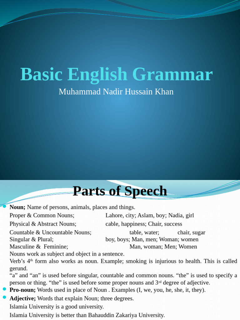 Basic English Grammar | PDF | Noun | English Grammar