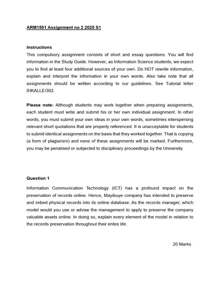 ARM1501 Assignment No 2 2025 S1 | PDF