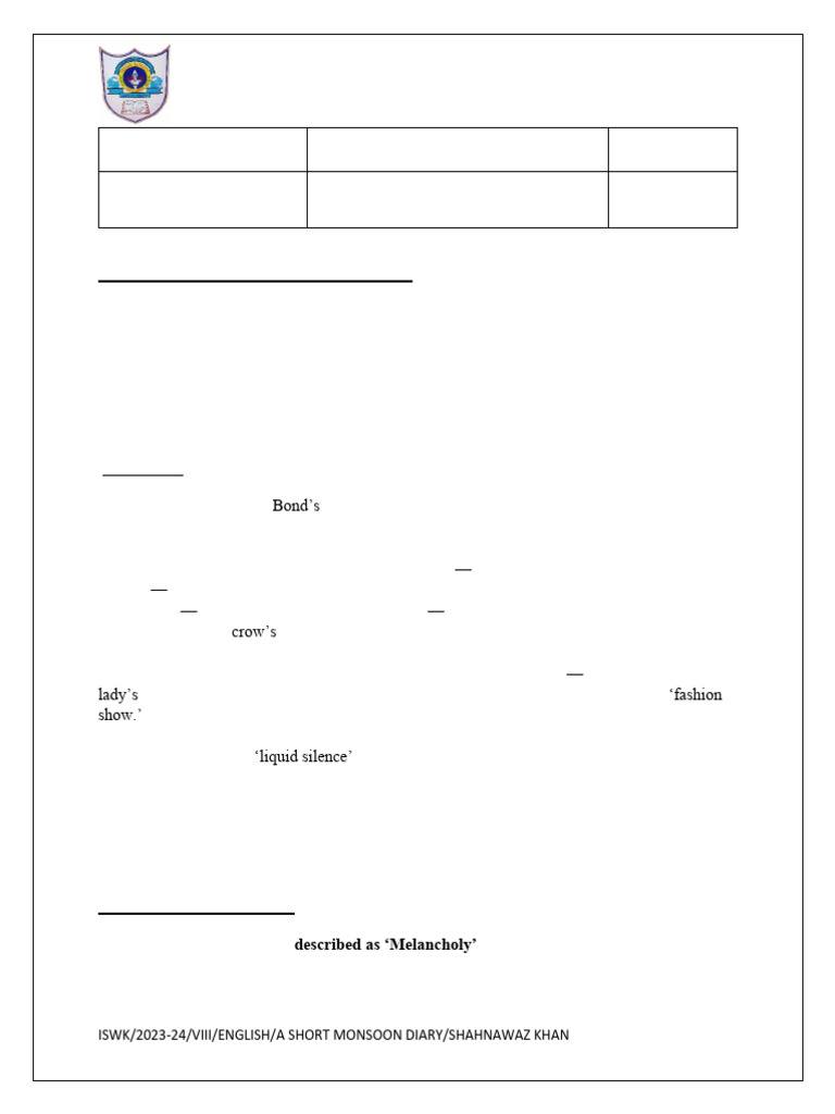 2875842-A Short Monsoon Diary-Skhan-23-24 | PDF | Meteorological Phenomena