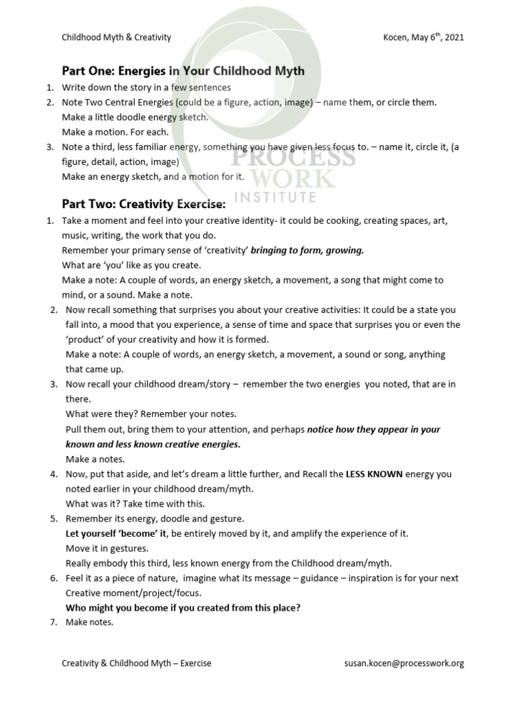 Myth and Creativity Exercise May 2021 | PDF