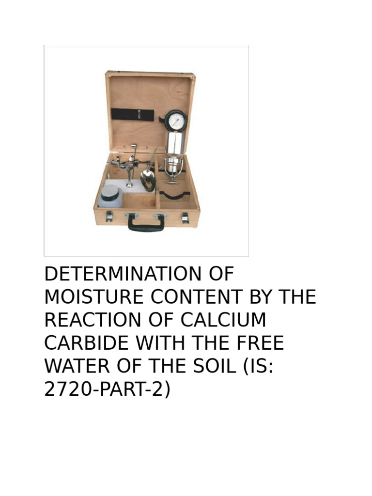 Determination of Moisture Content by The Reaction of Calcium Carbide ...