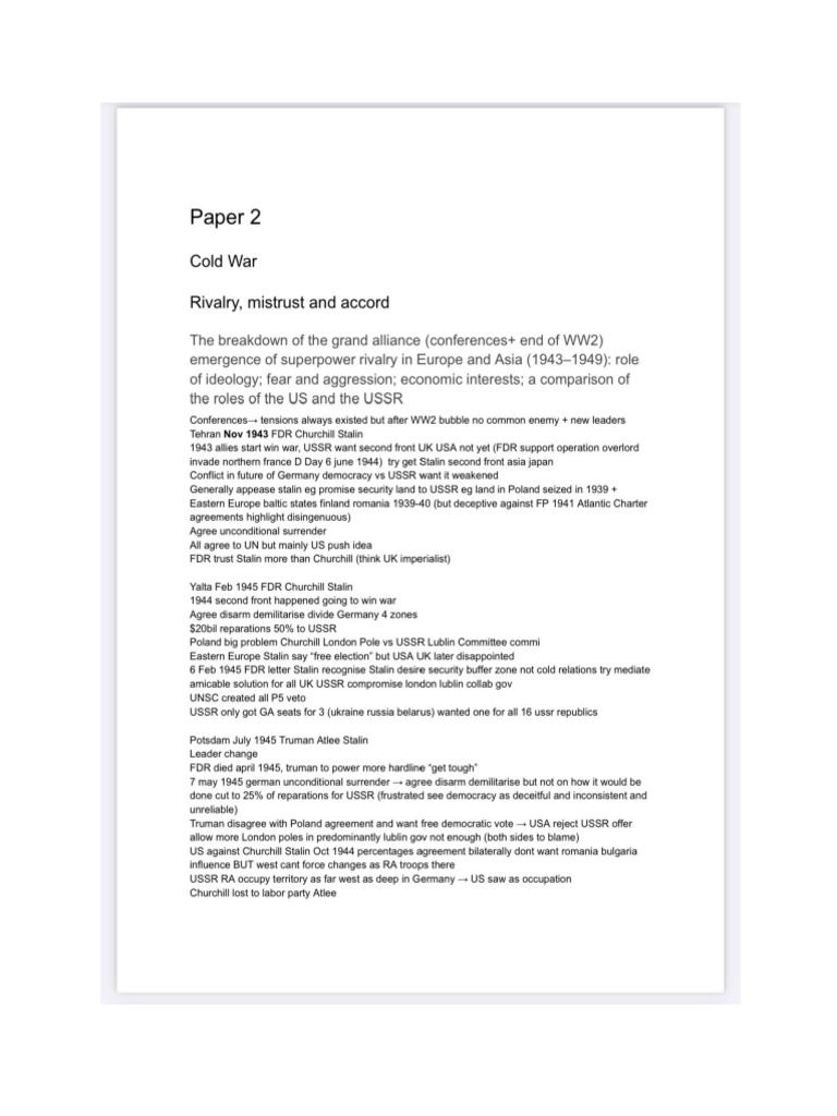 Ibdp History Cold War Notes | PDF