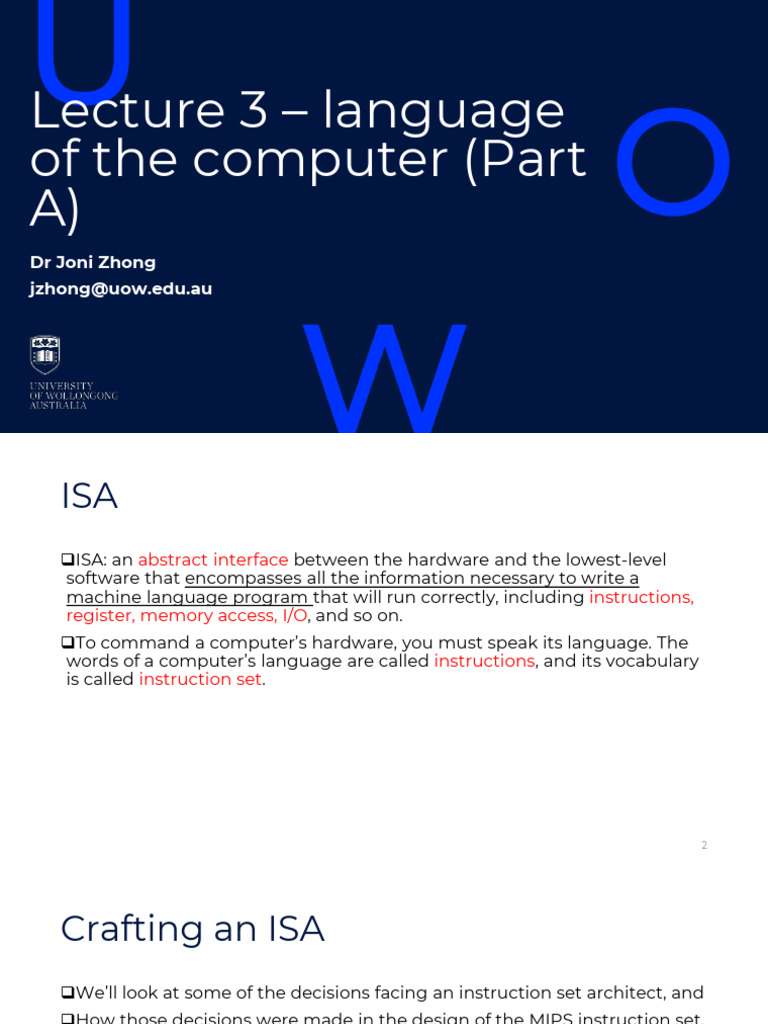 Lec3-Language of The Computer-New-Studentversion | PDF | Central Processing Unit | Computer Data ...