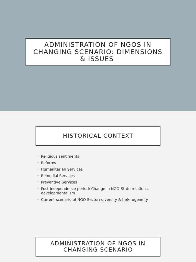 Administration of NGOs in Changing Scenario | PDF | Non Governmental ...