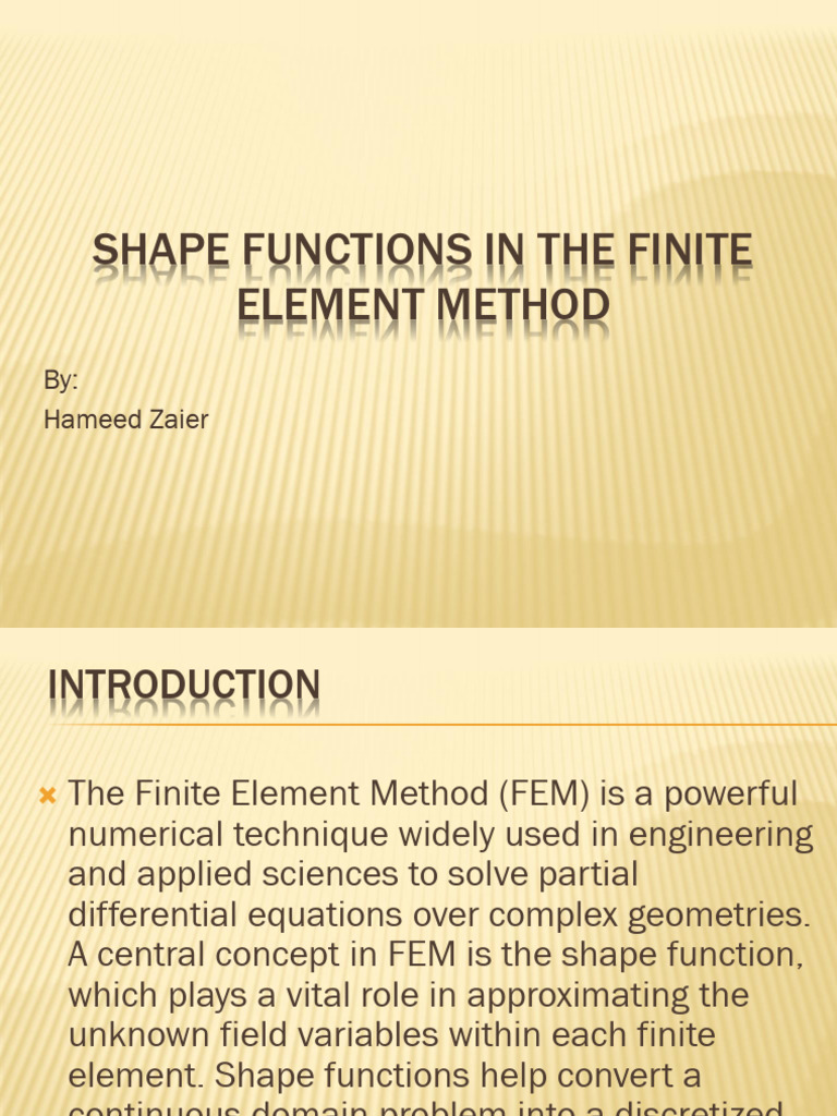 Shape Functions In The Finite Element Method Pdf Function Mathematics Mathematical Concepts