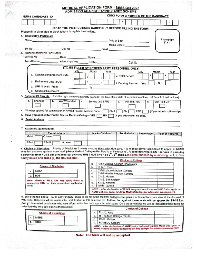 Nums PC Form 2023 PDF | PDF
