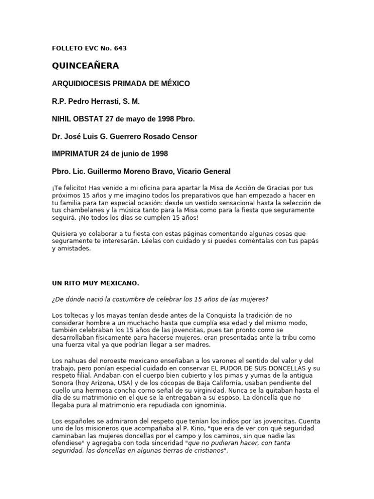 Quinciañera Word | PDF | Amor | Iglesia Católica