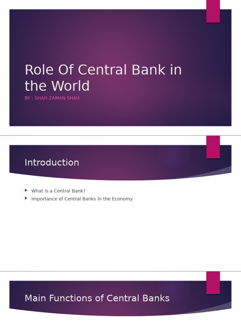 Role of Central Banks in The World | PDF