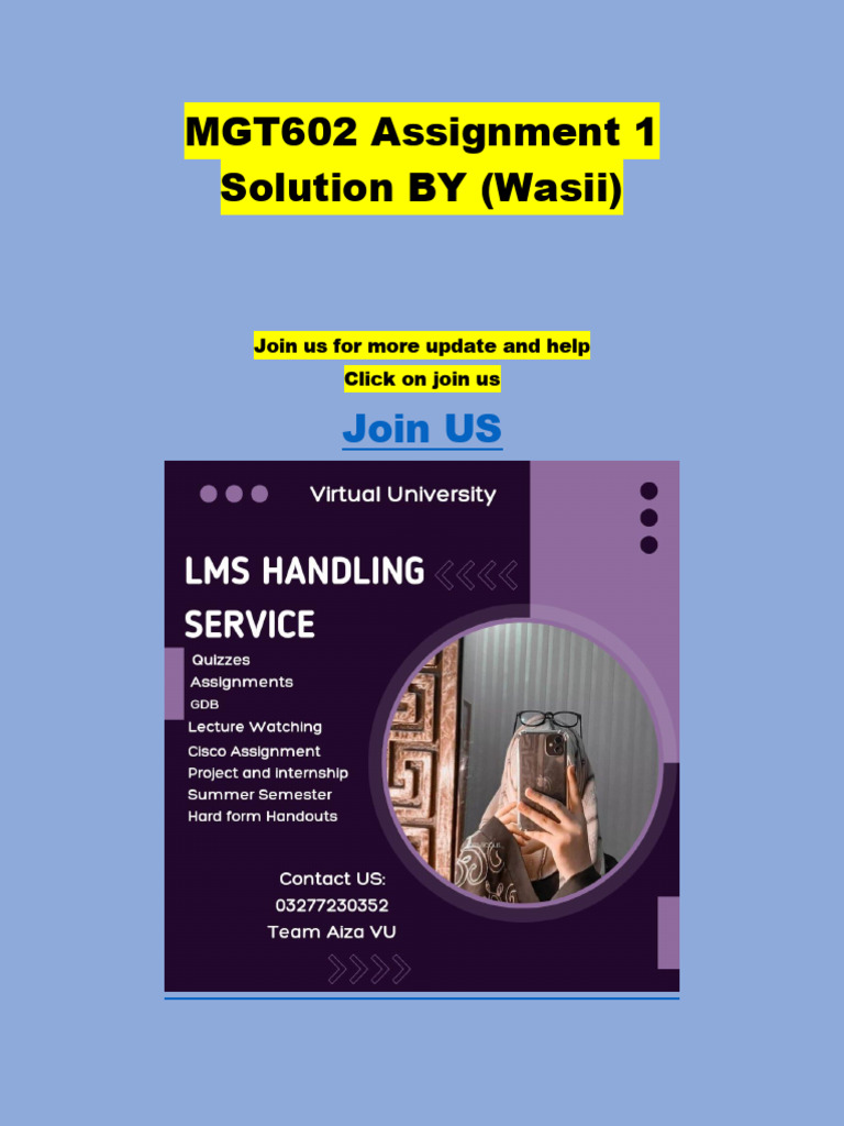 MGT602 Assignment Solution by (Wasii) | PDF