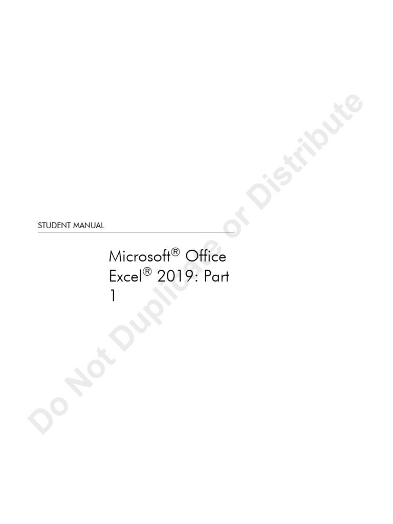 Excel2019-Part1 | PDF | Microsoft Excel | Spreadsheet