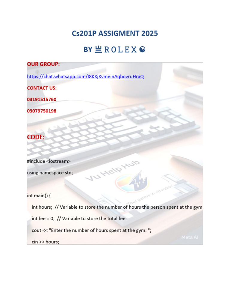 Cs201p Assigment - Solution by - Rolex 2025 | PDF