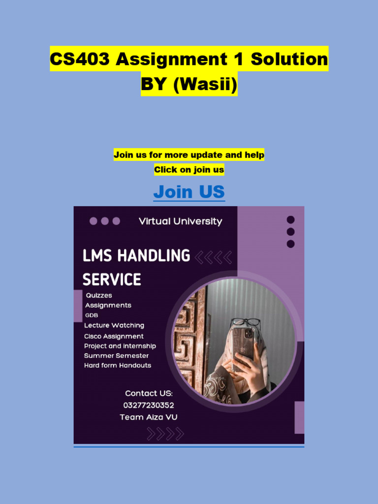 CS403 Assignment Solution by (Wasii) | PDF
