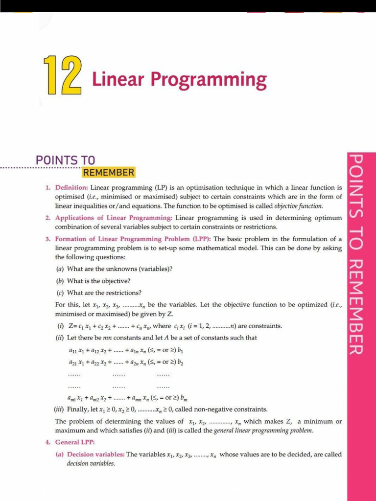 Class 12 Math Question Bank CH - 12 LPP | PDF