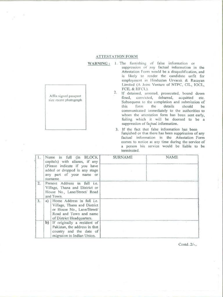 Attestation Form | PDF