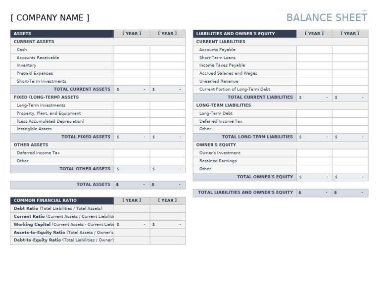 Template Basic Balance Sheet | PDF | Equity (Finance) | Deferral