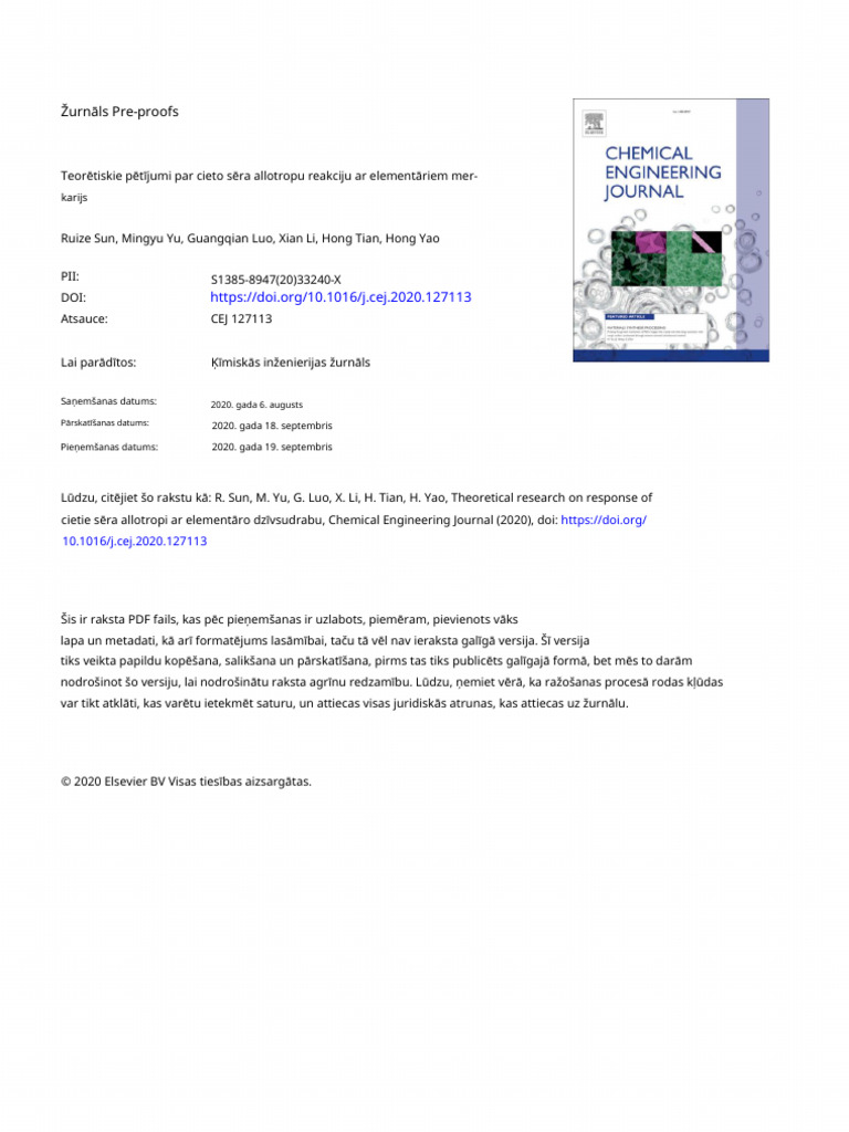 2020 Reaction of Solid Sulfur Allotropes With Elemental Mercury | PDF