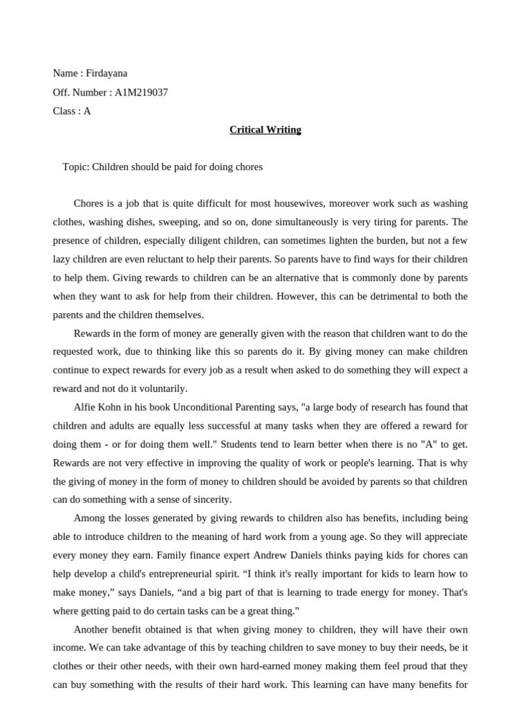 Critical Writing Assignment | PDF | Motivation | Motivational