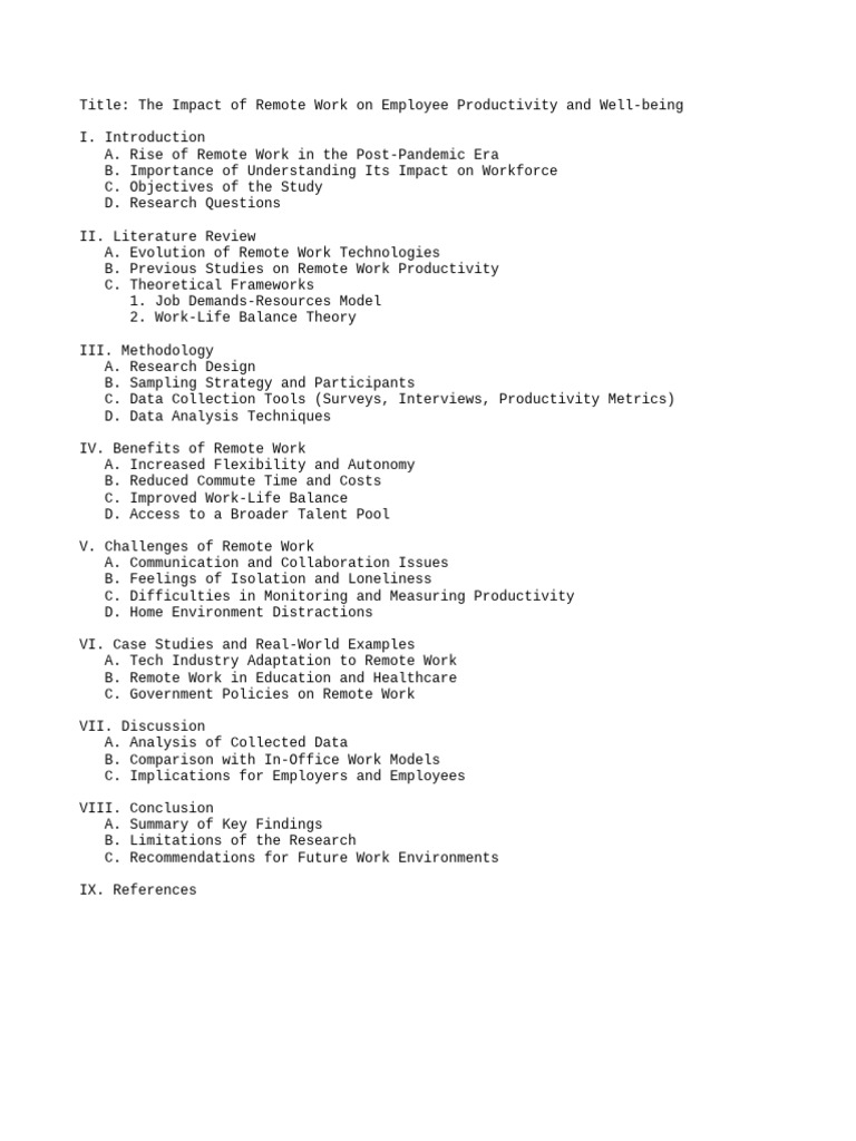Remote Work Impact Outline | PDF