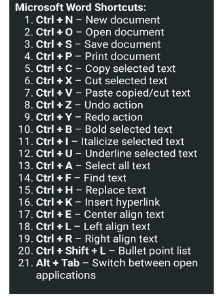 Microsoft Word, Power Point, Excel Shorfcuts | PDF