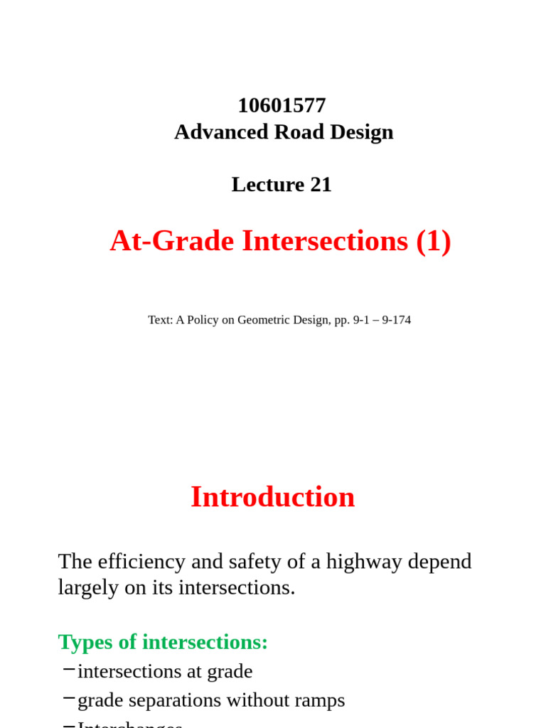 At-Grade Intersection Design Principles | PDF | Intersection (Road ...