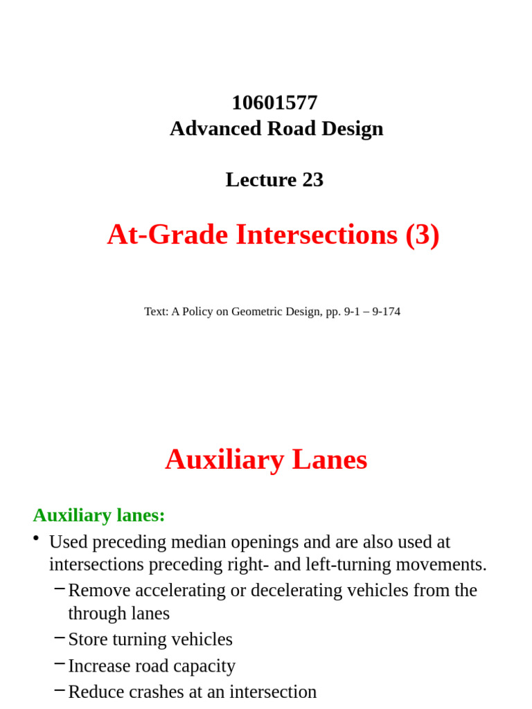At-Grade Intersections (3) CH 12 Lect 23 | PDF | Traffic | Intersection ...