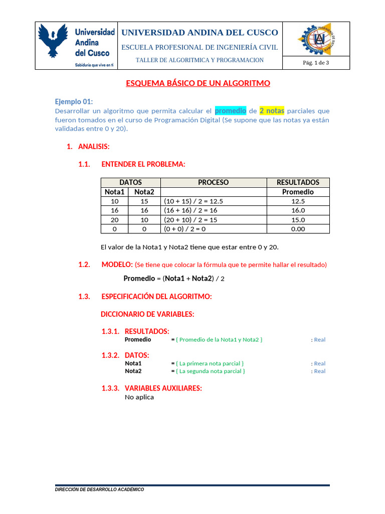 Esquema Básico de Un Algoritmo | PDF | Algoritmos | Lenguaje de programación
