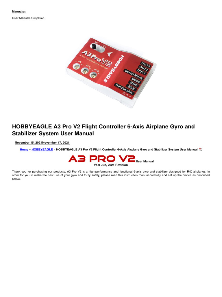 A3ProV2 Flight Controller 6 Axis Airplane Gyro and Stabilizer System ...