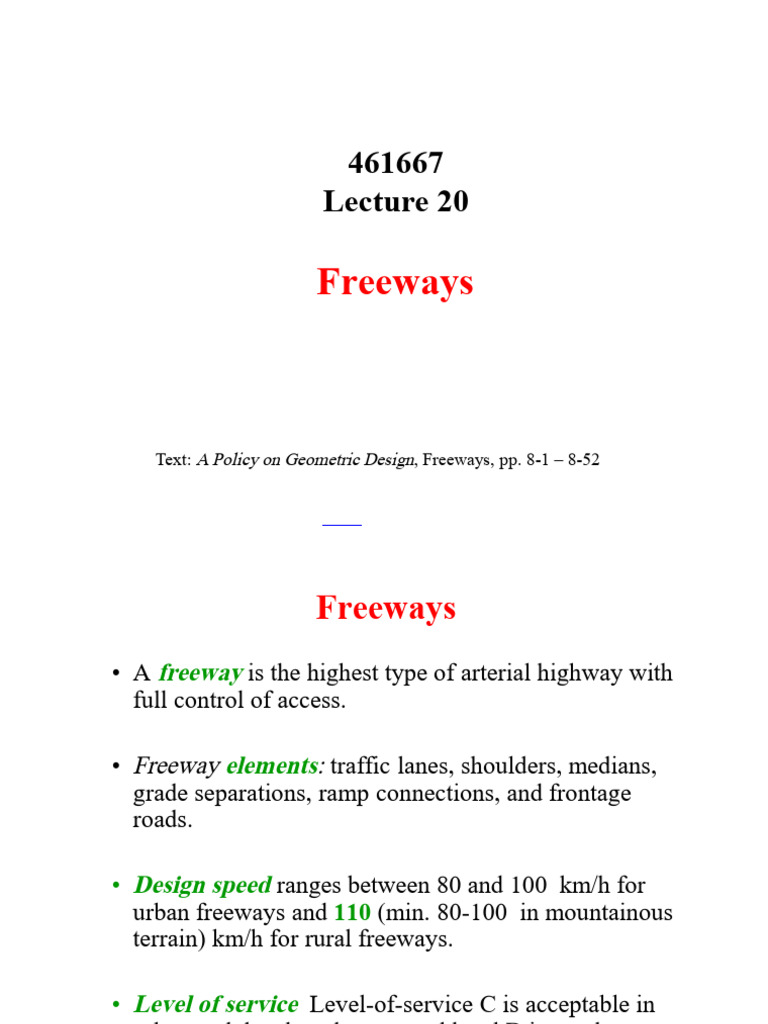 CH 8 pt.5 Freeways WK 10 Lect20 | PDF | Controlled Access Highway | Lane