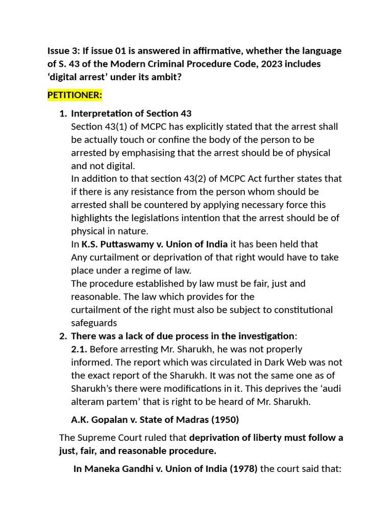 Arguments Advanced Issue 3 | PDF | Detention (Imprisonment) | Arrest