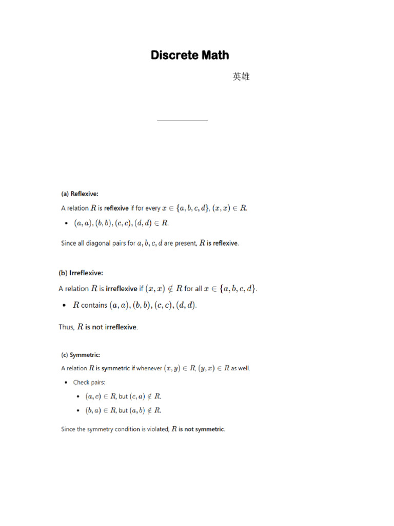 238801235 - Sayed Mizanur Rahman (Discrete Math). | PDF