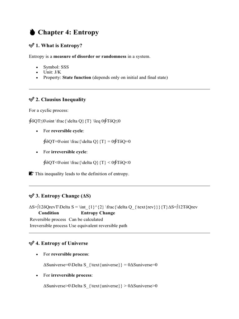 Thermodynamics Notes - Entropy | PDF
