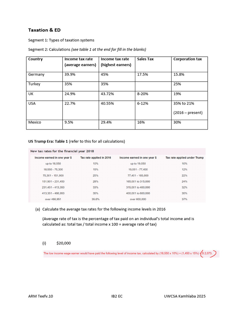 Toddle - Student Version Taxation Activities Worksheet | PDF | Taxes ...