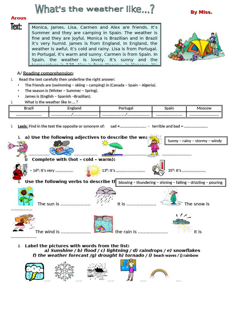 Weather Vocabulary and Comprehension Activities | PDF | Physical Geography