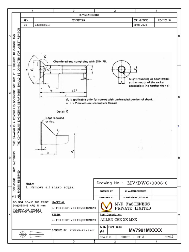 DW-6 - Din 7991 CSK Allen Machine Screw | PDF