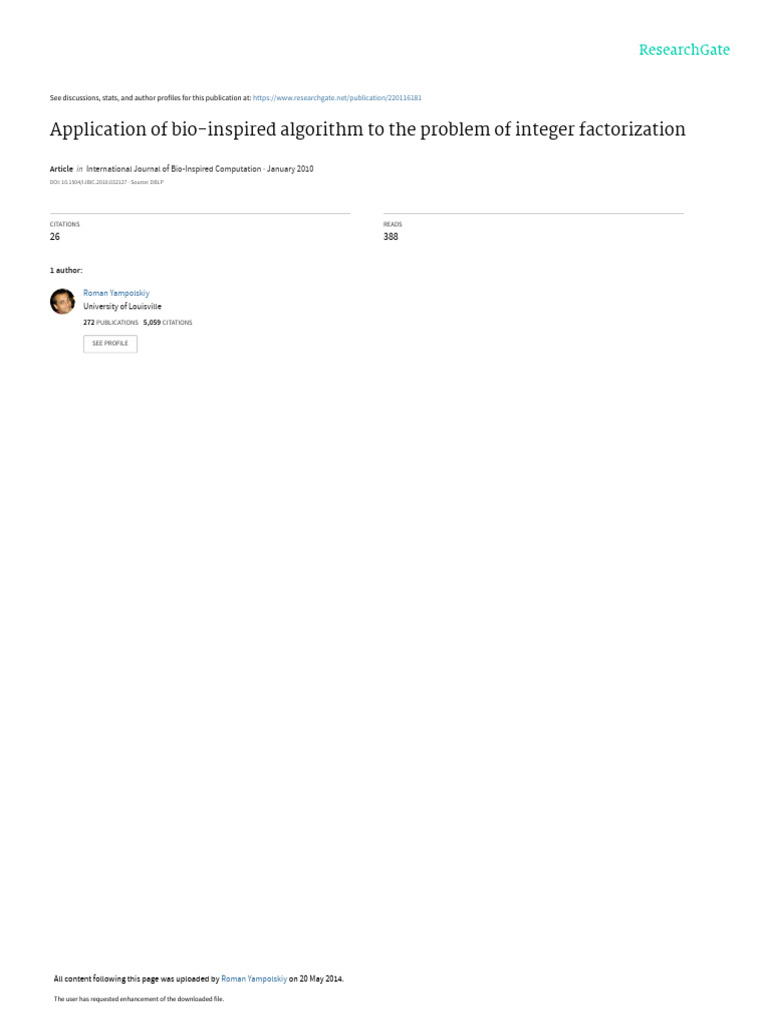 Application of Bio-Inspired Algorithm to the Probl | PDF ...