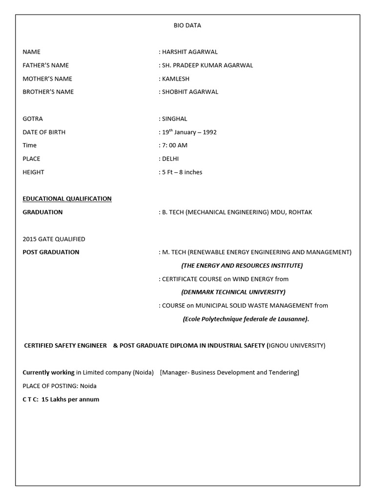 HARSHIT MARRIAGE BIODATA (pic attach))_2024 | PDF