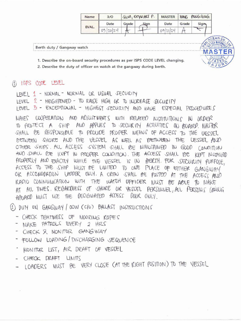 Gangway Watch and Isps | PDF