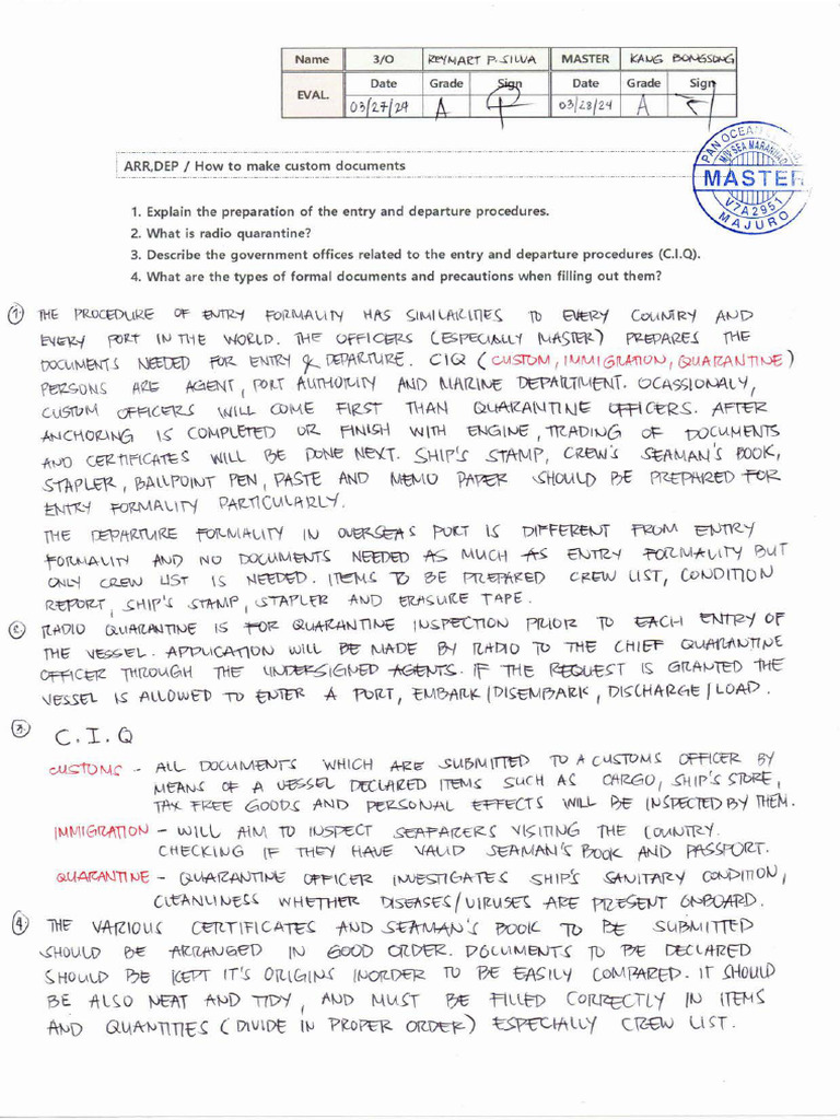 How To Prepare Arrival and Departure Documents | PDF