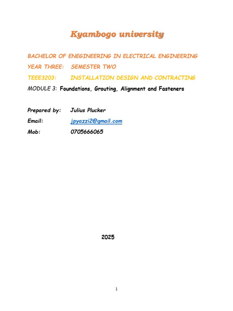 LECTURE 3 Foundations Grouting Alignment and Fasteners | PDF | Nut ...