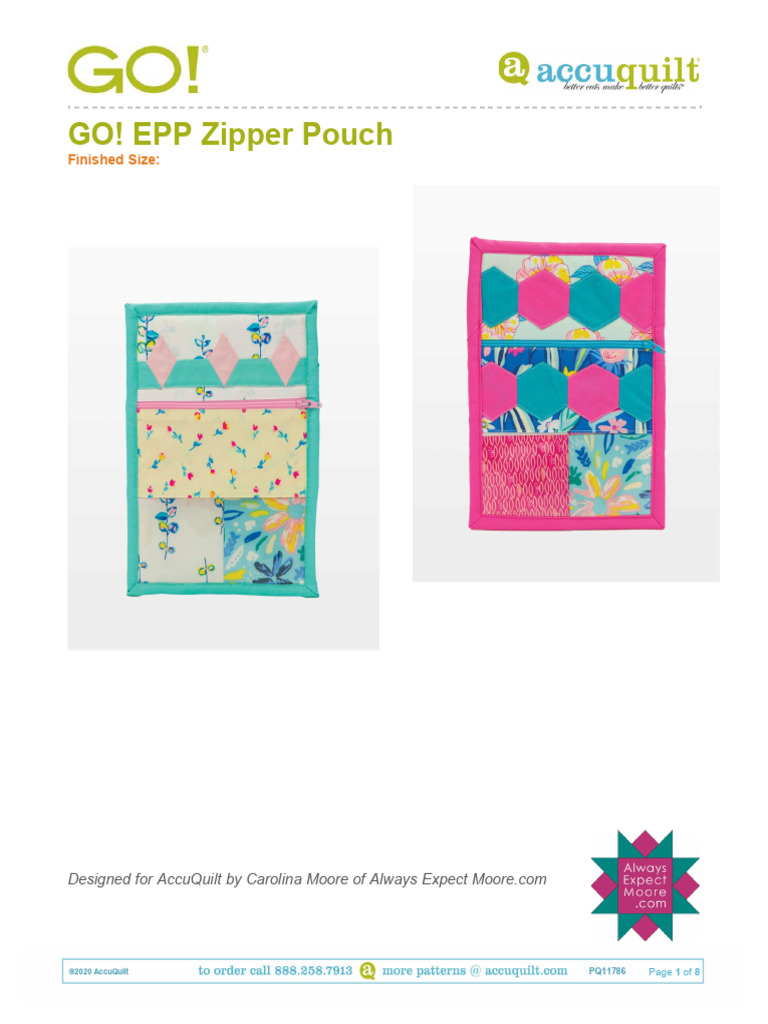 pq11786 Go Epp Zipper Pouch 2 | PDF | Seam (Sewing) | Appliqué
