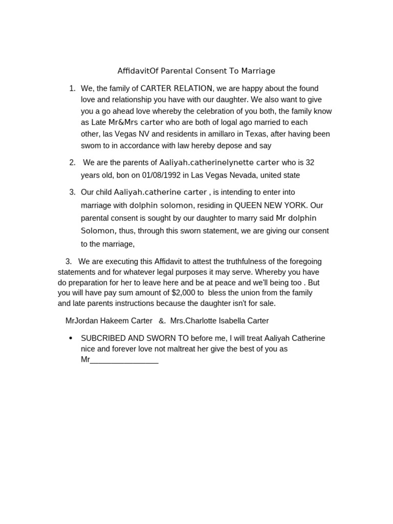 MARRIAGE CONSENT FAMILY | PDF