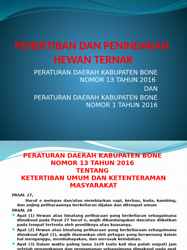 Dasar Aturan Penertiban Dan Penindakan Hewan Ternakpw | PDF