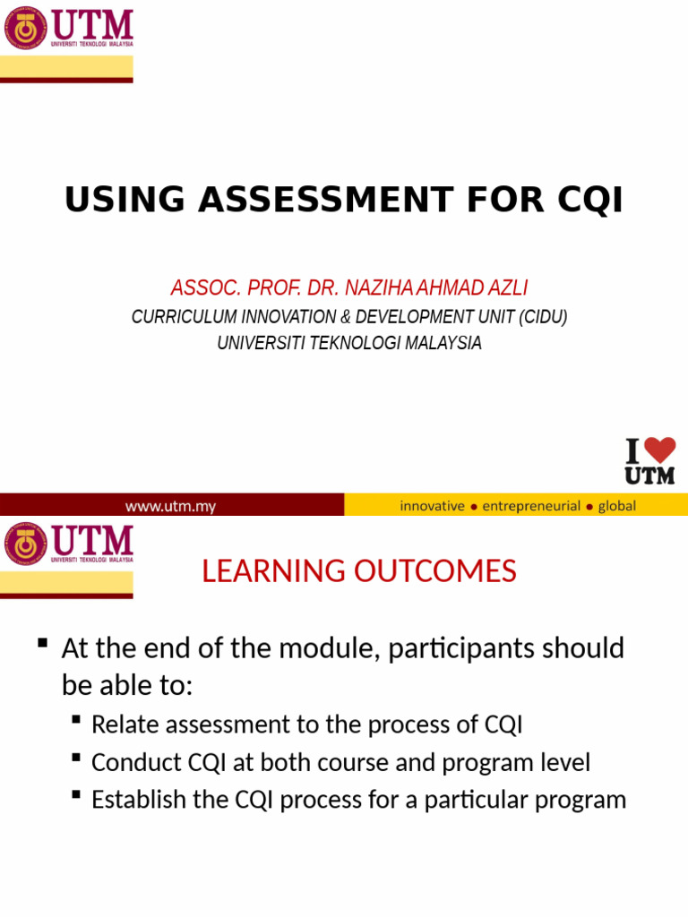Assessment in CQI for Education | PDF | Learning | Evaluation