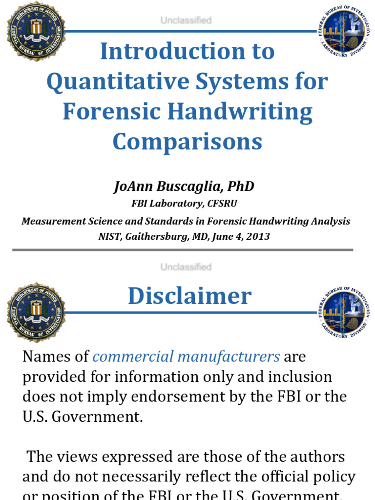 Intro To Quantitative Systems For Forensic Handwriting Comparisons Buscaglia | PDF