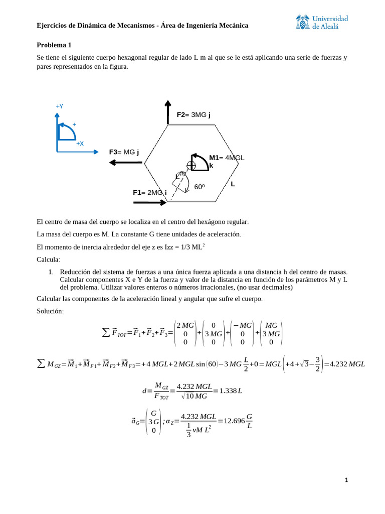 E08 - Ejercicios de Dinamica de Mecanismos | PDF | Fuerza | Aceleración