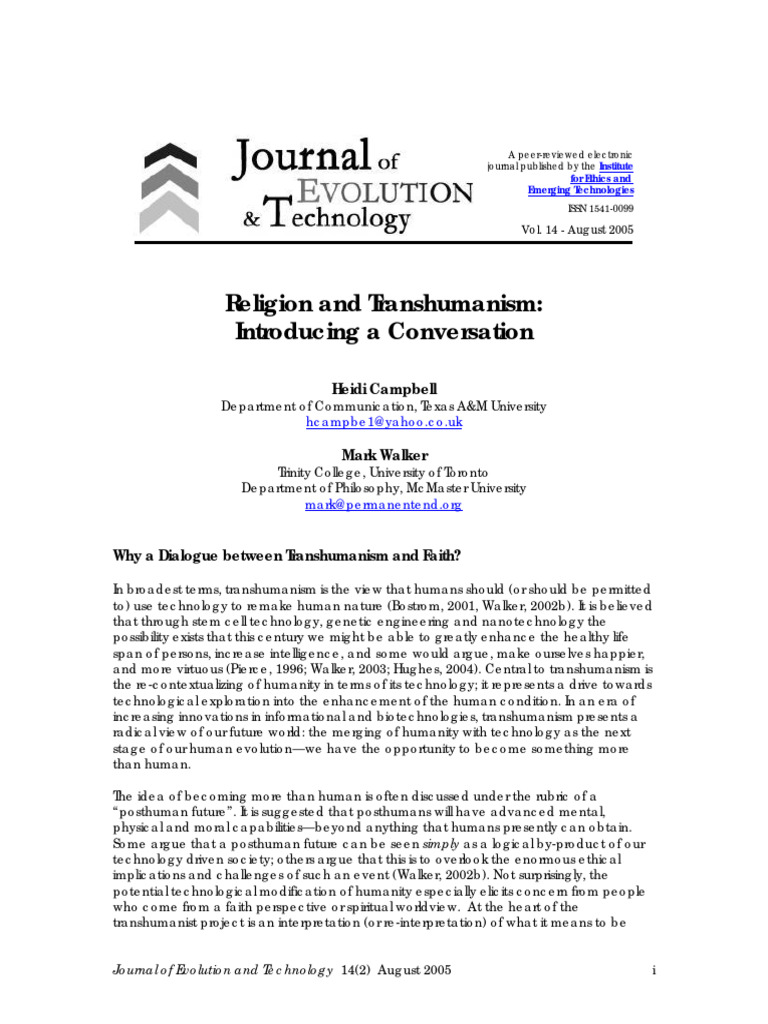 Religion and Transhumanism Introducing A | PDF
