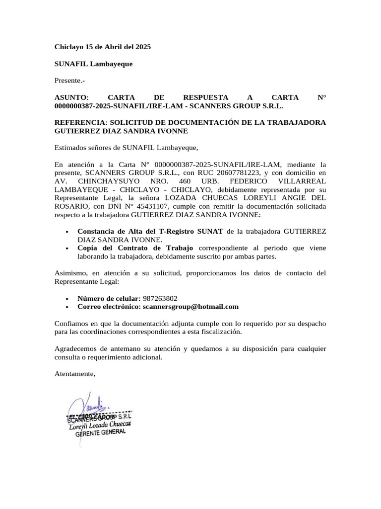 Escrito Sunafil | PDF